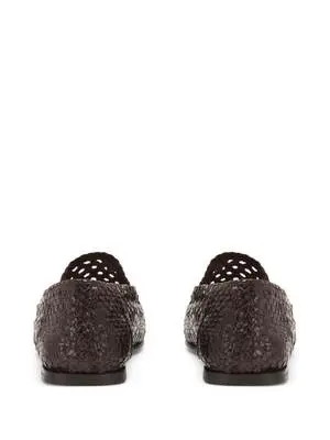 Dolce & Gabbana Goatskin Woven Slippers - Brown