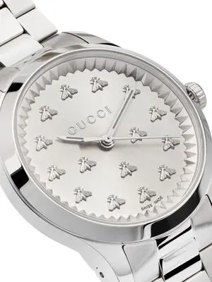 Gucci G-timeless Stainless Steel Watch With Bee Motif - Silver