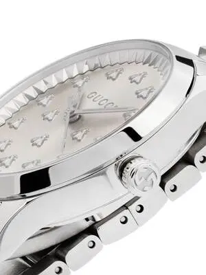 Gucci G-timeless Stainless Steel Watch With Bee Motif - Silver