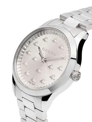 Gucci G-timeless Stainless Steel Watch With Bee Motif - Silver