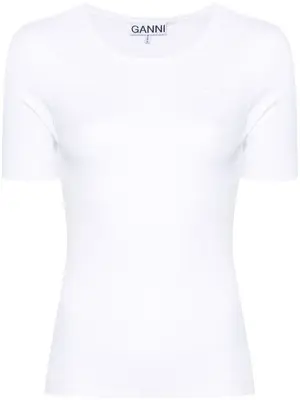 GANNI Logo-embroidered T-shirt - White