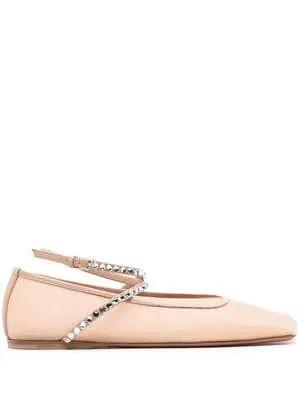 Amina Muaddi Ane Mesh Ballerina Shoes - Neutrals
