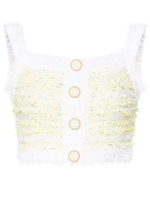 Balmain Striped Tweed Crop Top