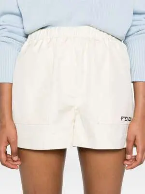 Fendi High-waist Shell Shorts - Neutrals