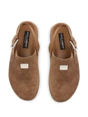 Dolce & Gabbana Logo-plaque Suede Mules