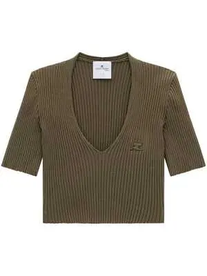 COURREGES Ribbed Knit Top - Green