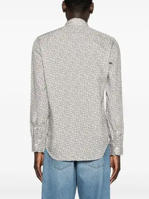 Canali Floral-print Poplin Shirt - White