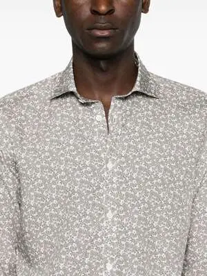 Canali Floral-print Poplin Shirt - White