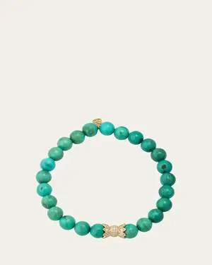 SYDNEY EVAN 14k Yellow Diamond And Turquoise Beaded Bracelet - Gold