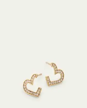SYDNEY EVAN 14k Yellow Diamond Heart Hoop Earrings
