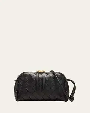 Bottega Veneta Intrecciato Leather Pouch Shoulder Bag - Black-gold