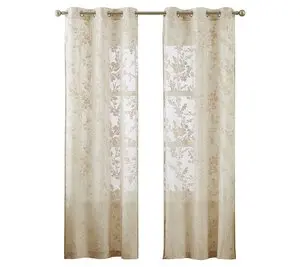 5TH AVENUE LUX Lark Burn Out 37x96 Sheer Window Panel 2pc Set - One-color