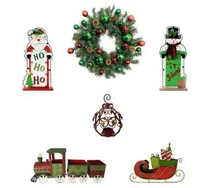 FRASER HILL FARM Bright Christmas 6-piece Decor Ating Kit: Wrea - One-color