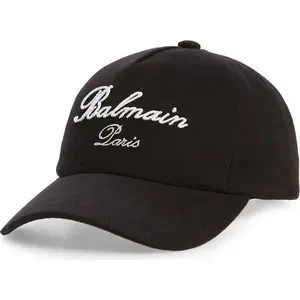 Balmain Embroidered Cotton Baseball Cap - Black/ivory