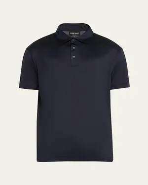 Giorgio Armani Luxe Jersey Polo Shirt - Solid Dark Blue