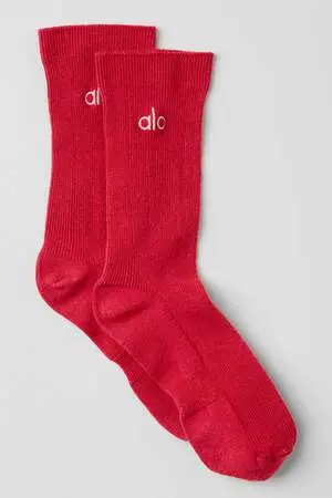 Alo Yoga Half-Crew Understated Socks Bold Red