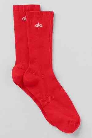 Alo Yoga Half-Crew Understated Socks Bright Red