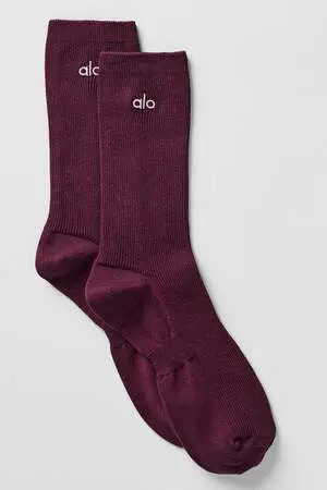 Alo Yoga Half-Crew Understated Socks Burgundy