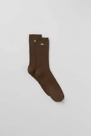 Alo Yoga Half-crew Understated Socks - Espresso