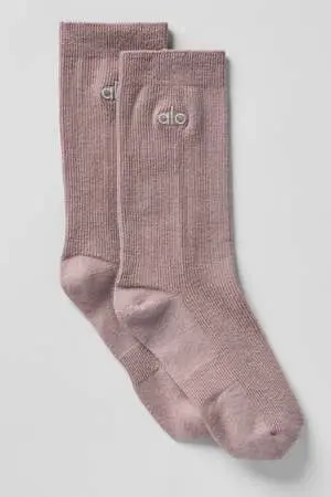 Alo Yoga Half-Crew Understated Socks Mushroom