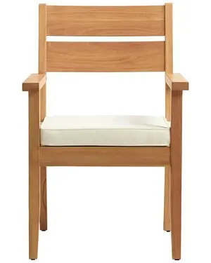 LINON Linon Cannon Teak Outdoor Dining Armchair With Seat Cushion - Nocolor