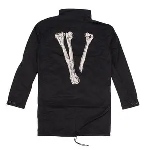 VLONE Cotton Blend Skull Trench Coat - Black