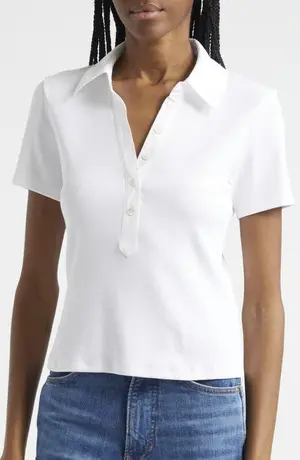 Veronica Beard Kearney Stretch Cotton Polo - White