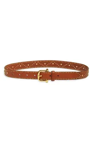 FRAME Embellished Leather Belt - Tan
