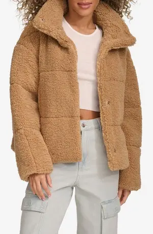 LEVI'S Quilted Faux Fur Teddy Jacket - Chestnut
