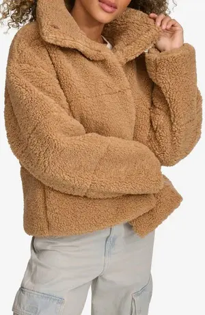 LEVI'S Quilted Faux Fur Teddy Jacket - Chestnut