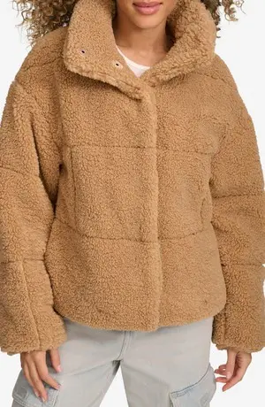 LEVI'S Quilted Faux Fur Teddy Jacket - Chestnut