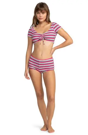 Roxy Paraiso Stripe Shorty Bikini Bottom