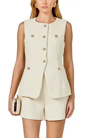 Endless Rose Tweed High-waist Shorts - Ivory