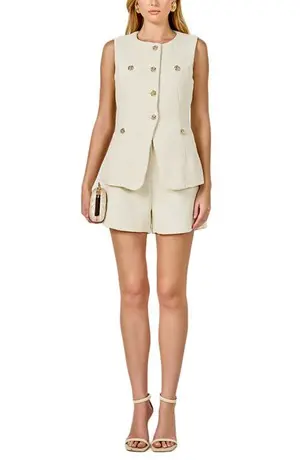 Endless Rose Tweed High-waist Shorts - Ivory