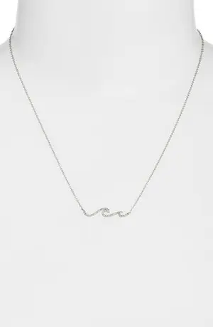 Meira T Diamond Mini Wave Bar Necklace