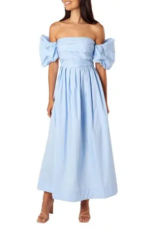 PETAL & PUP Solana Off-the-shoulder Cotton Maxi Dress