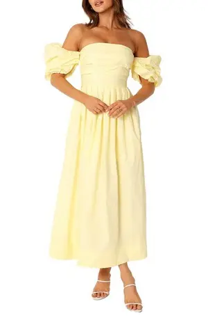 PETAL & PUP Solana Off-the-shoulder Cotton Maxi Dress