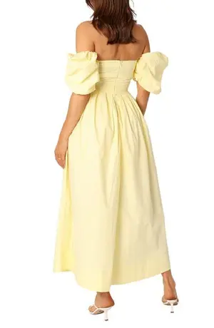PETAL & PUP Solana Off-the-shoulder Cotton Maxi Dress