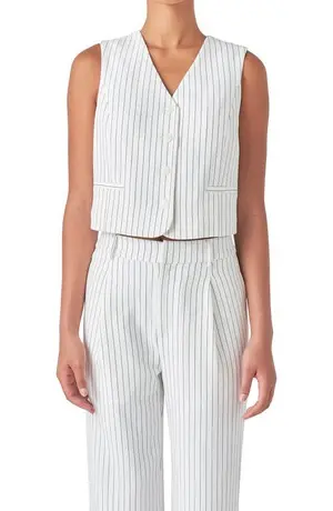 GREY LAB Pinstripe Cropped Vest