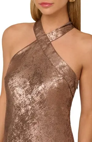 Adrianna Papell Foiled Trumpet Gown - Mocha