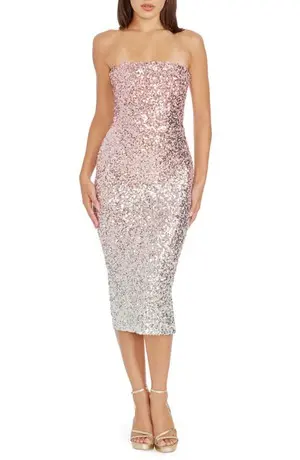 sequin strapless cocktail dress