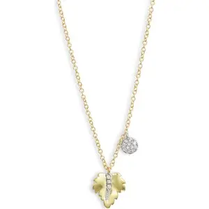 Meira T Leaf & Diamond Necklace - Two Toned Yellow Gold