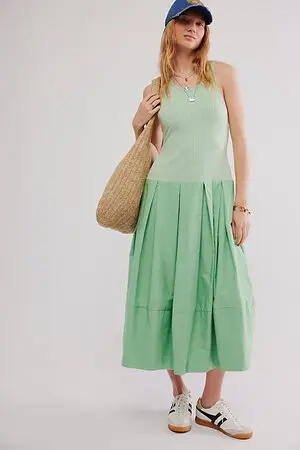 light gray midi dress Ribbed Tank Midi Dress - Light Grey