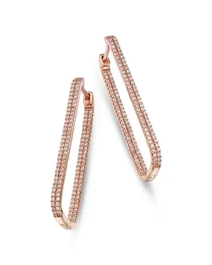 Bloomingdale'S Diamond Rectangular Hoop Earrings, 1.0 Tcw - Pink