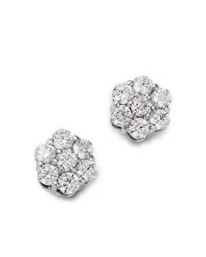 Bloomingdale'S Diamond Flower Cluster Stud Earrings, 0.5 Tcw - White