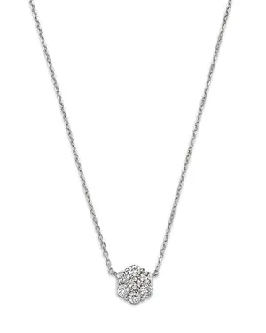 Bloomingdale'S Diamond Flower Cluster Pendant Necklace - White