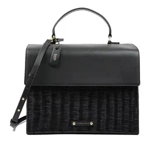 MODERN PICNIC The Large Luncher Wicker Lunch Box - Black
