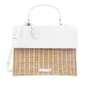 MODERN PICNIC The Large Luncher Wicker Lunch Box - White