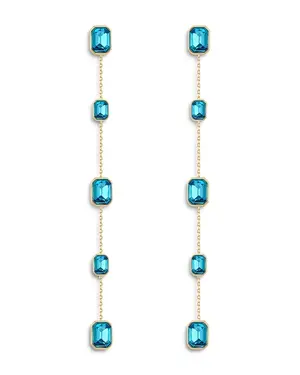 Ettika Crystal Linear Drop Earrings - Blue/gold