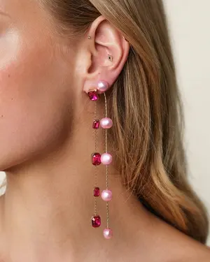 Ettika Cultured Freshwater Pearl Drop Earrings - Pink